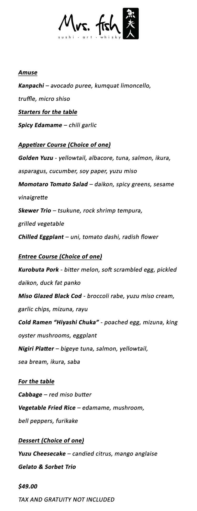 Dine LA Menu Extended at Mrs. Fish