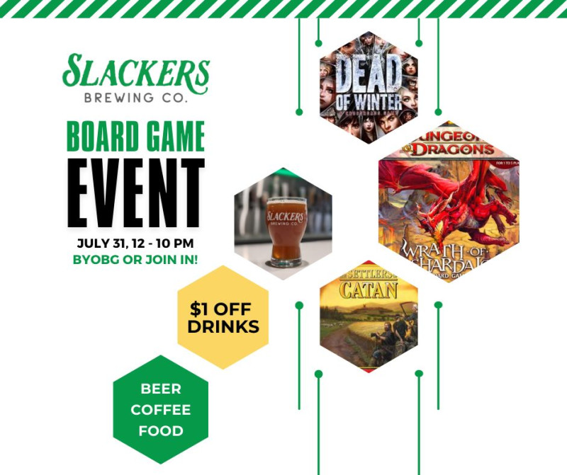 Tabletop Game Event - July 31, 2022 in Austin at Slackers Brewing