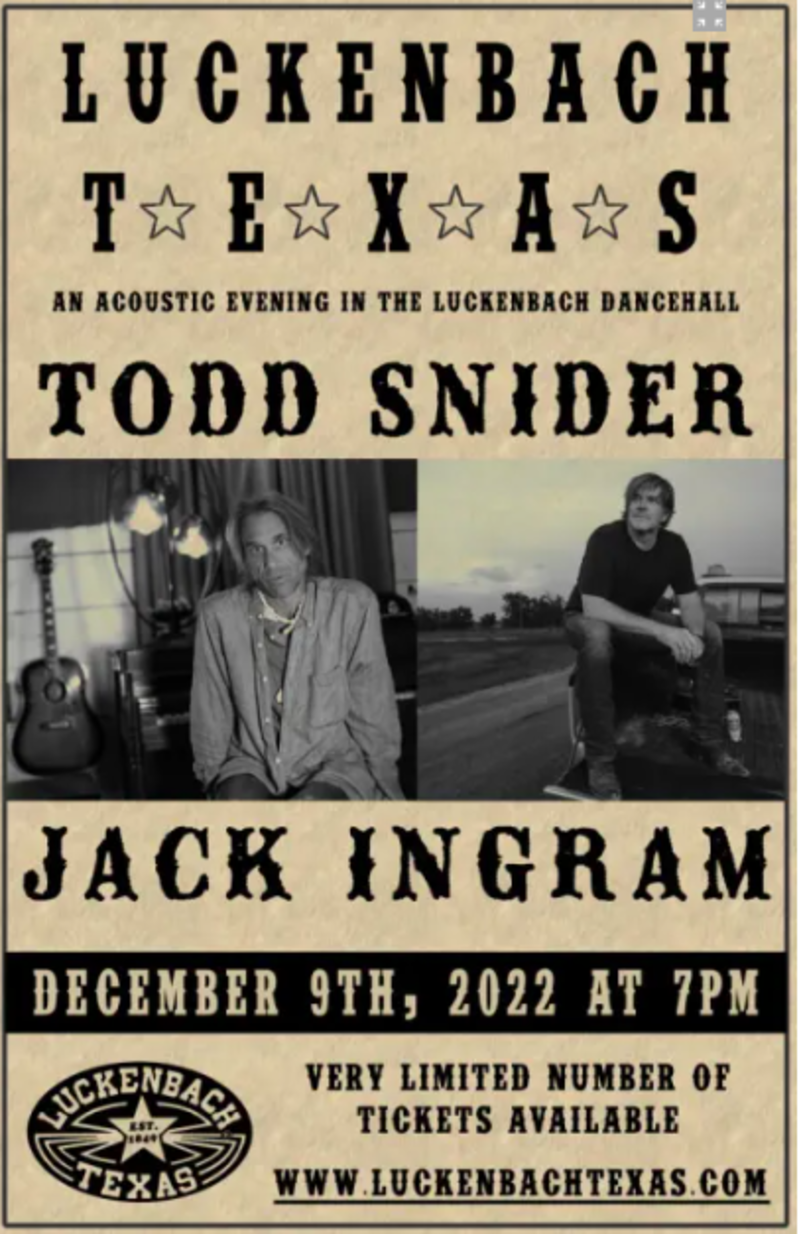 Todd Snider & Jack Ingram in Fredericksburg at Luckenbach, TX