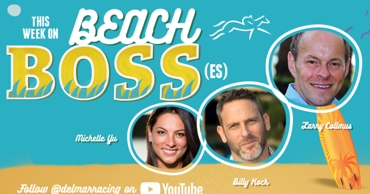 Beach Boss with Larry Collmus in Del Mar at Del Mar Thoroughbred