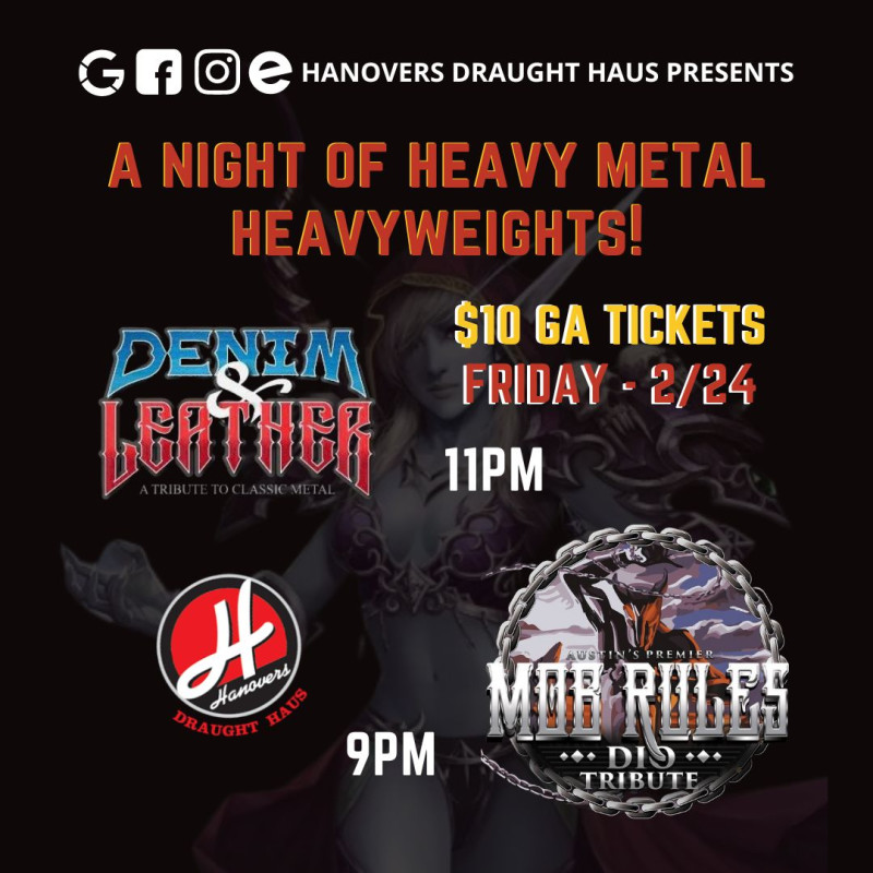 A Night of Heavy Metal Heavyweights in Pflugerville at Hanovers