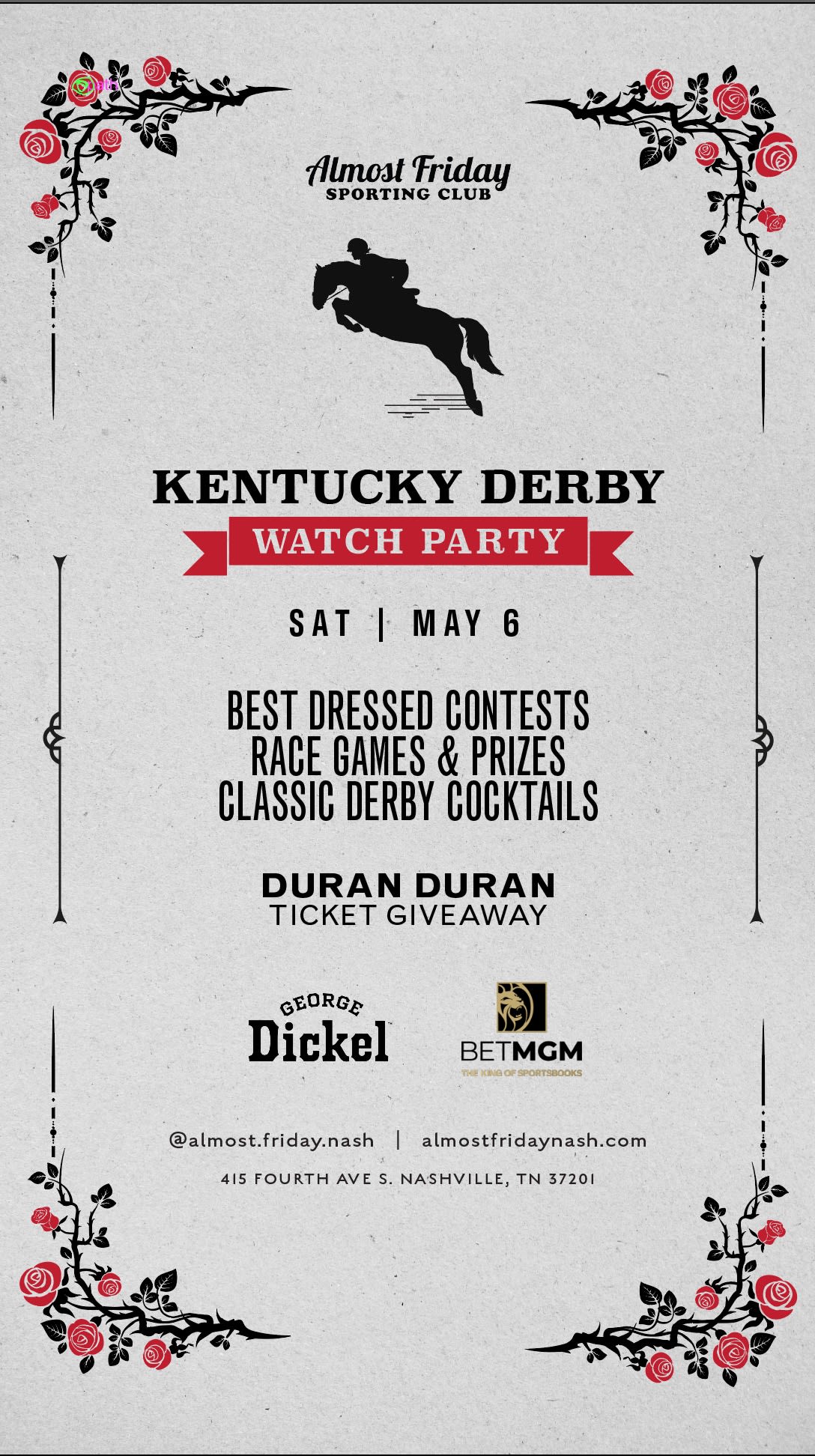 Kentucky Derby Watch Party in Nashville at Almost Friday