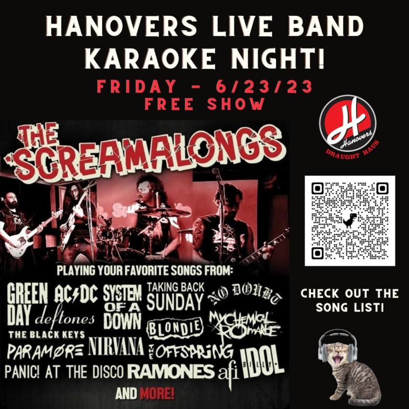 Live Band Karaoke with The Screamalongs (Punk, Rock, Emo,
