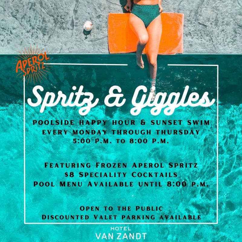 MON-THURS Spritz & Giggles Poolside Happy Hour & Sunset Swim in