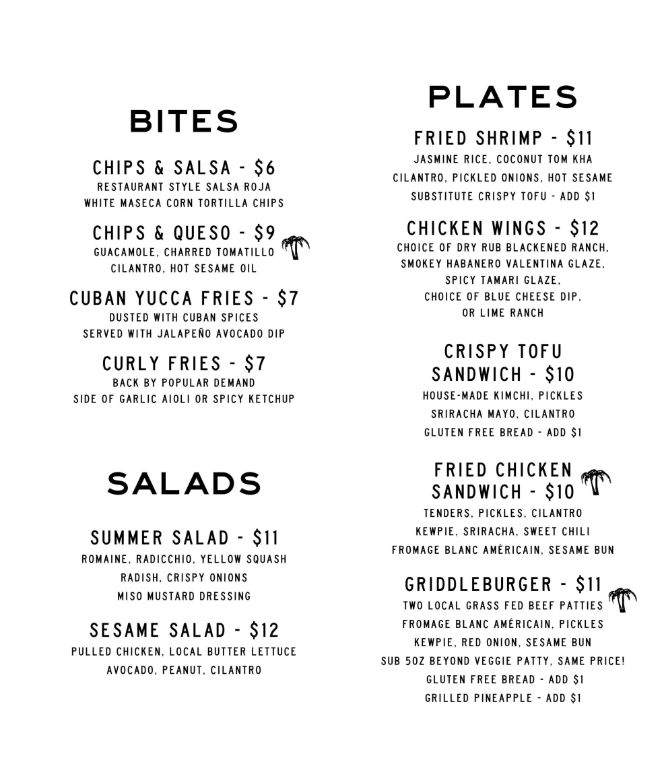 Happy Hour 3-6pm: $2 Off Palm Tree Menu Items & $1 Off Draft Beers in