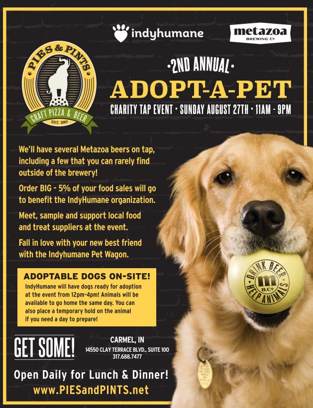 Pies & Pints - Adopt-A-Pet Charity Tap Event in Carmel at Clay
