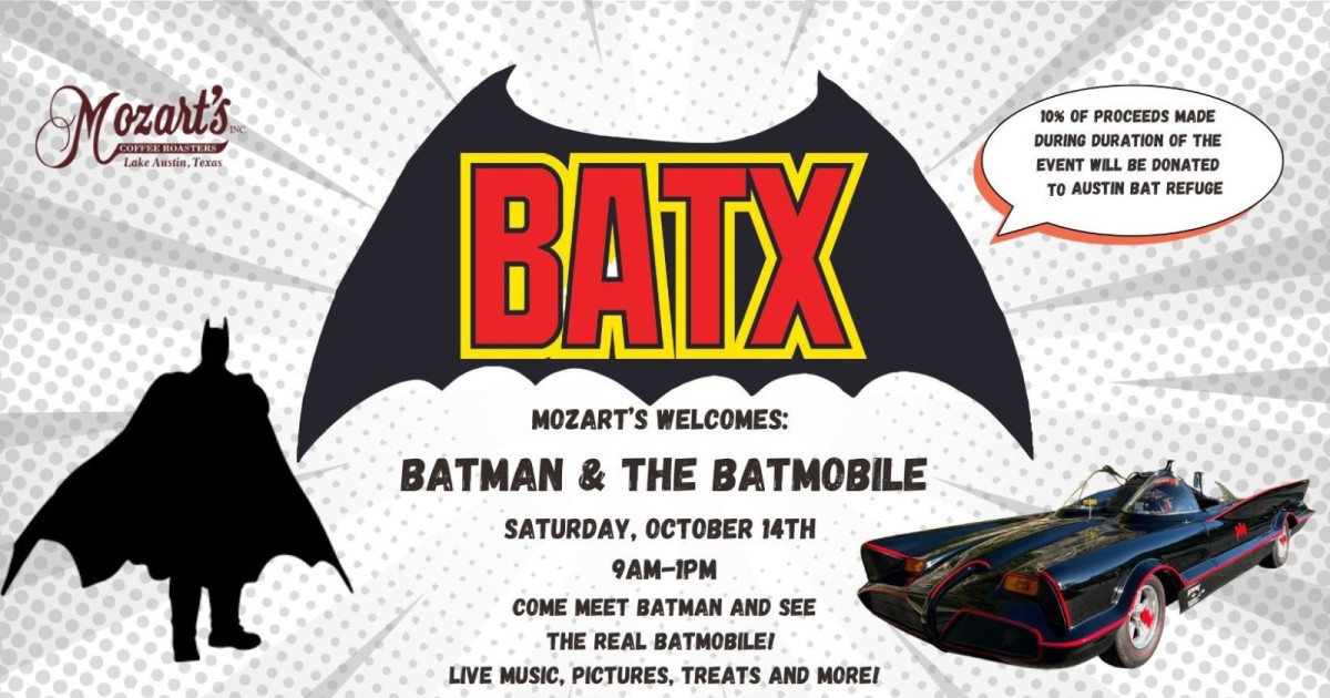 BATX- Batman and the Batmobile come to Mozart's! in Austin at