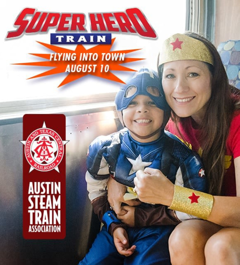 Super Hero Train in Cedar Park at Austin Steam Train