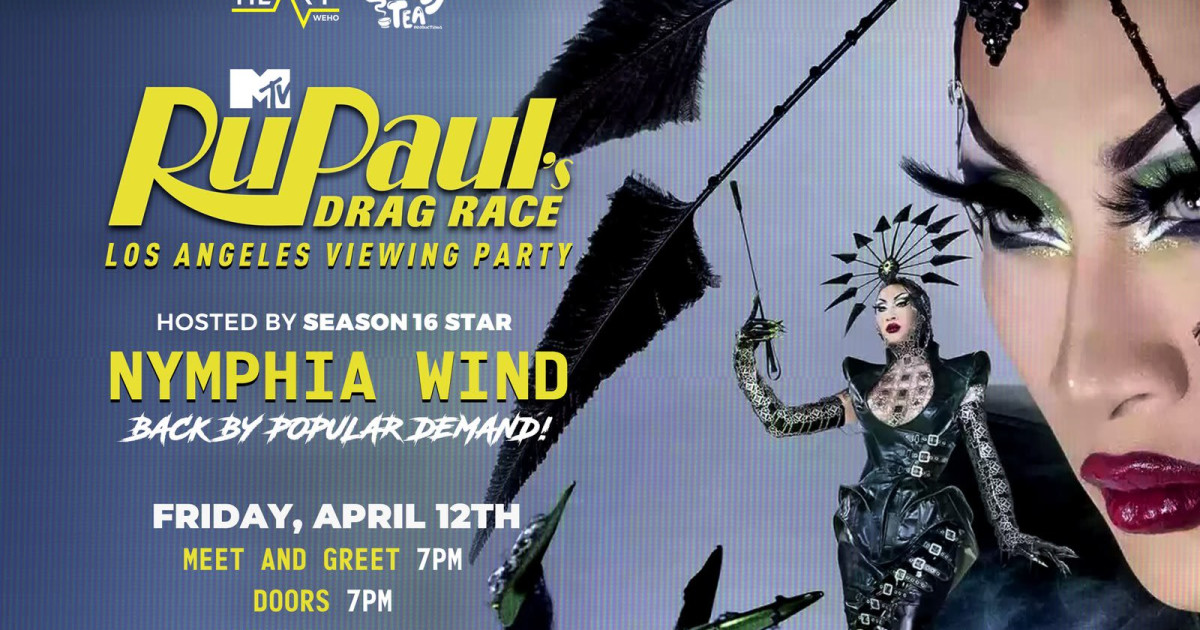 Drag Race Viewing Party with Nymphia Wind in Los Angeles at Heart