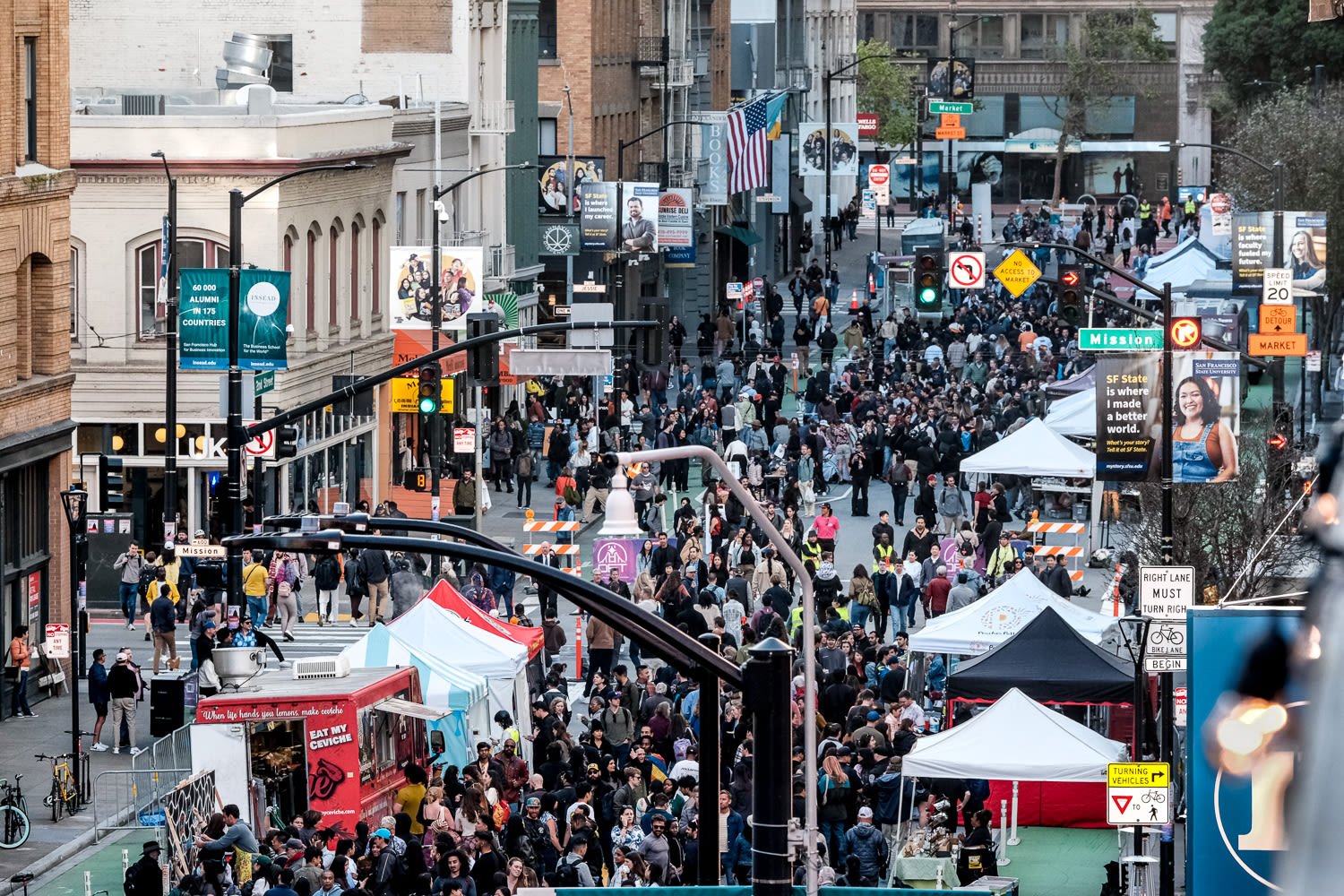 Downtown First Thursdays in San Francisco at 2nd St & Market St