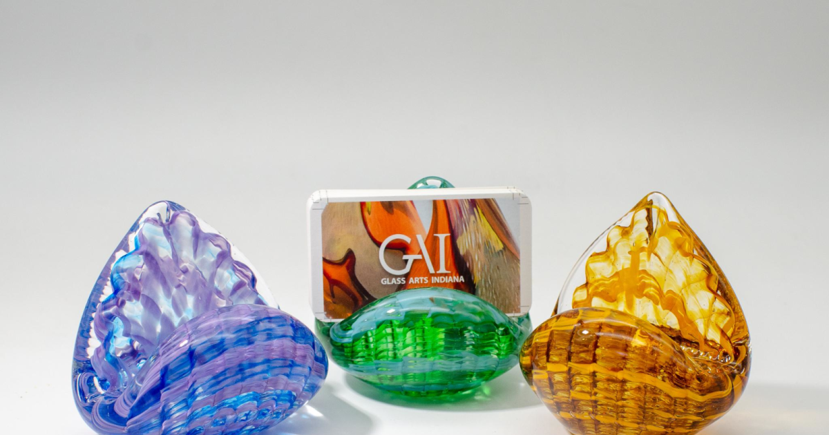 Business card holder paperweights! This hot glass creation