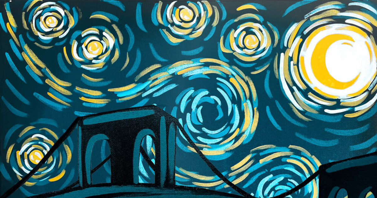 Starry Night Brooklyn Bridge in New York at Muse Paintbar