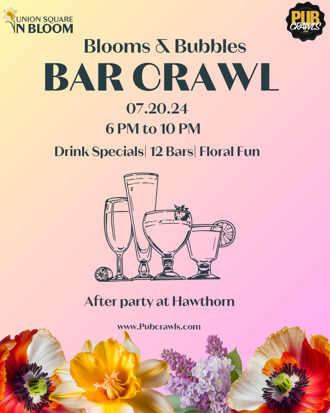 Blooms & Bubbles Bar Crawl in San Francisco at Union Square