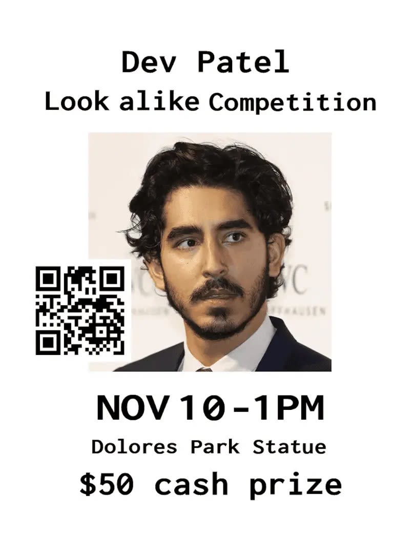 Dev Patel Look-alike Competition in The Bay Area at Dolores Park