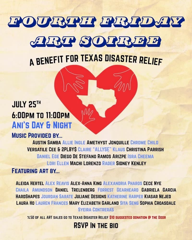 Texas Disaster Relief : Art Soirée in Austin at Ani's Day & Night