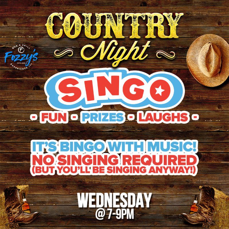Country Night Singo Bingo in Franklin at Fozzy's Bar & Grill