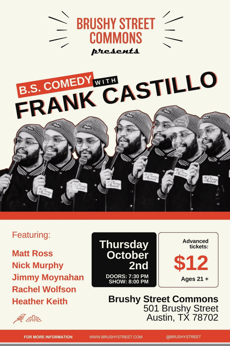 BS COMEDY with Frank Castillo in Austin at Brushy Street Commons