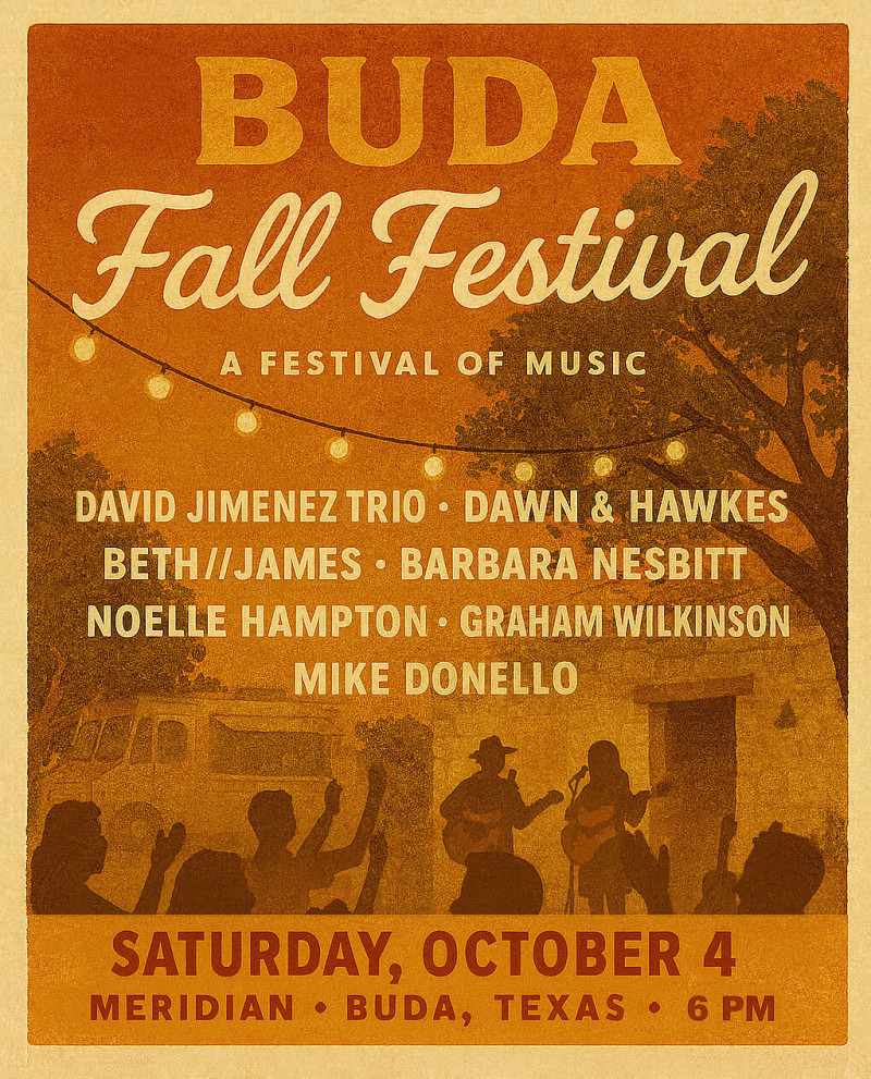Buda Fall Fest w/ David Jimenez Trio, Dawn & Hawkes, and More! in