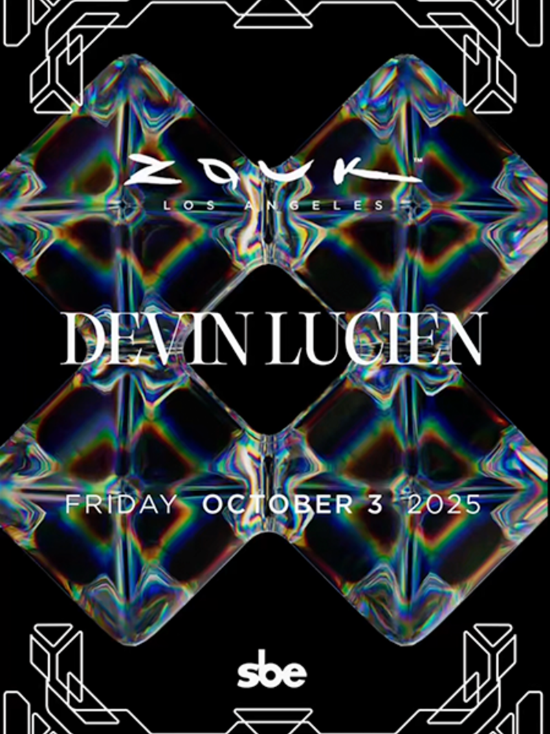 Zouk Los Angeles Friday with Devin Lucien in Los Angeles at ZOUK LA