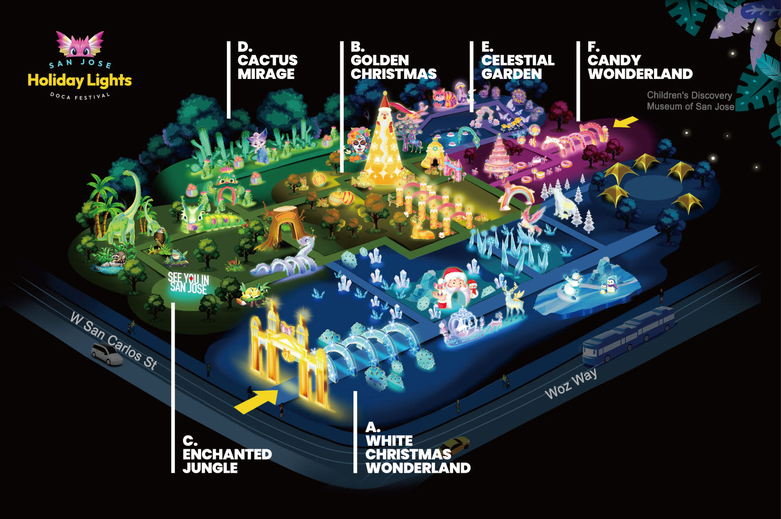 San Jose Holiday Lights in The Bay Area at Discovery Meadow