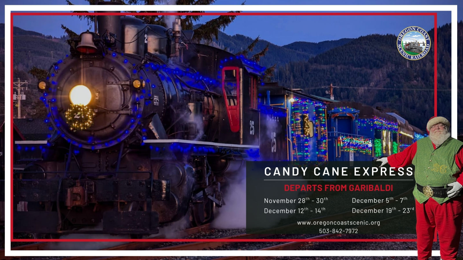 Candy Cane Express in Portland at Oregon Coast Scenic Railroad