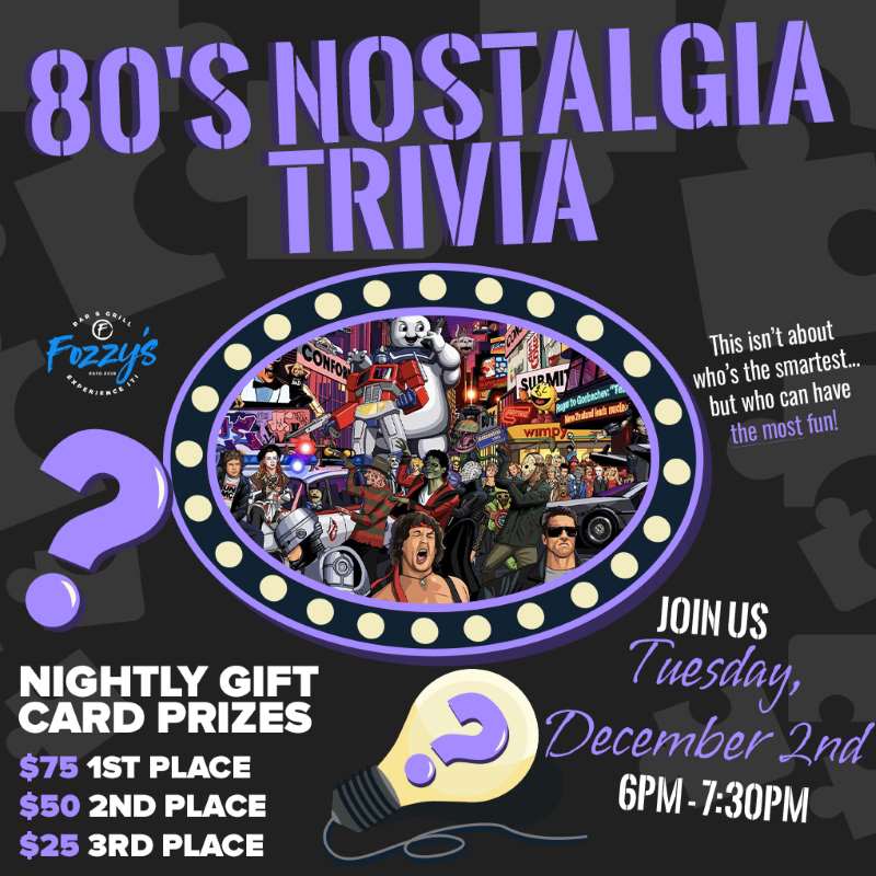 80’s Nostalgia Trivia in Franklin at Fozzy's Bar & Grill
