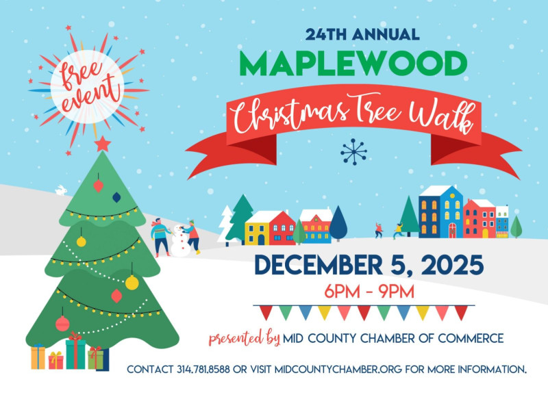 Maplewood Christmas Tree Walk in St. Louis at Downtown Maplewood