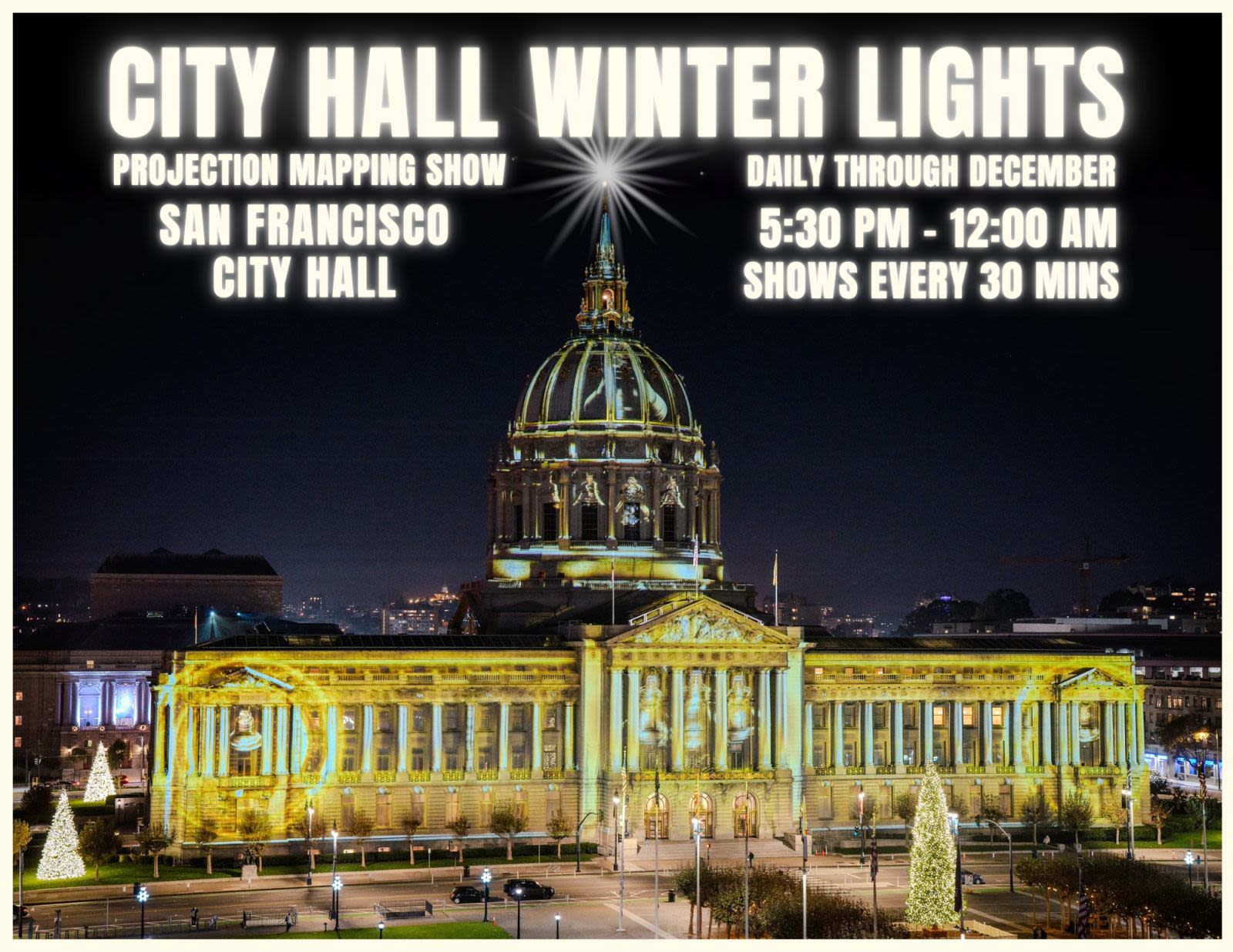 City Hall Winter Lights in San Francisco at San Francisco City