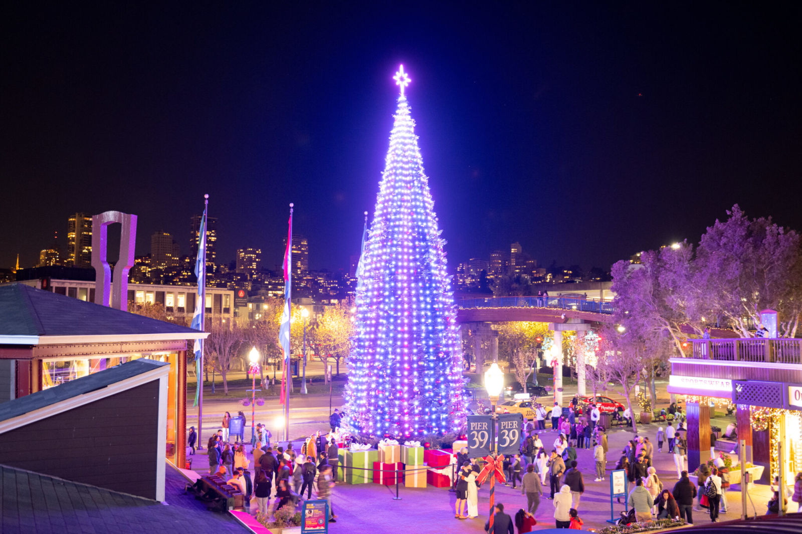 The PIER 39 Performing Christmas Tree in San Francisco at PIER 39