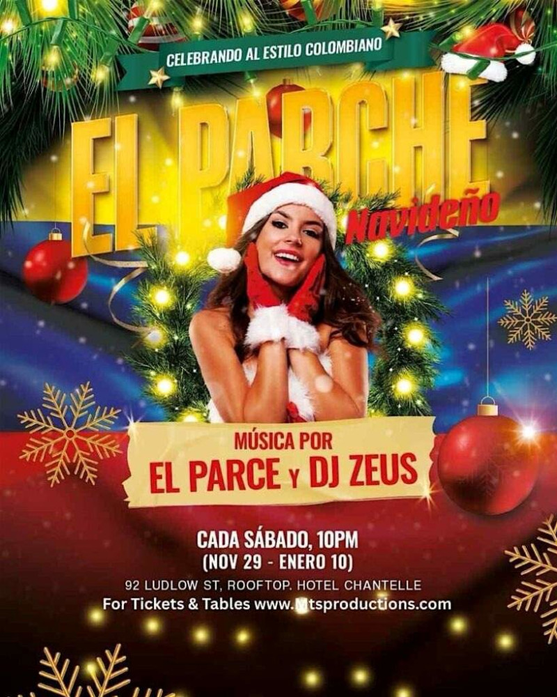 El Parche Navideño NYC en Hotel Chantelle – Saturday, Dec 20th in