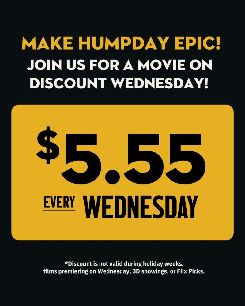 $5.55 MOVIE TICKET WEDNESDAYS! in Round Rock at Flix Brewhouse