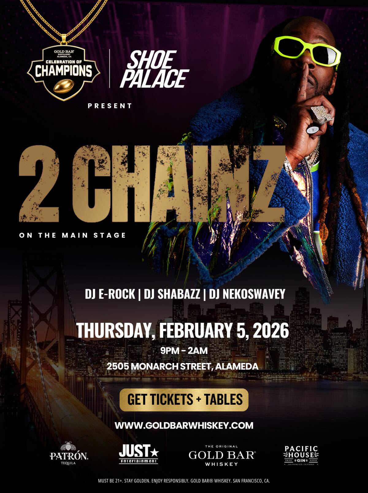 2 Chainz in Alameda at Gold Bar Distillery, Alameda