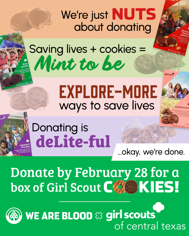 Free Girl Scout Cookies with Blood Donation in Austin at We Are