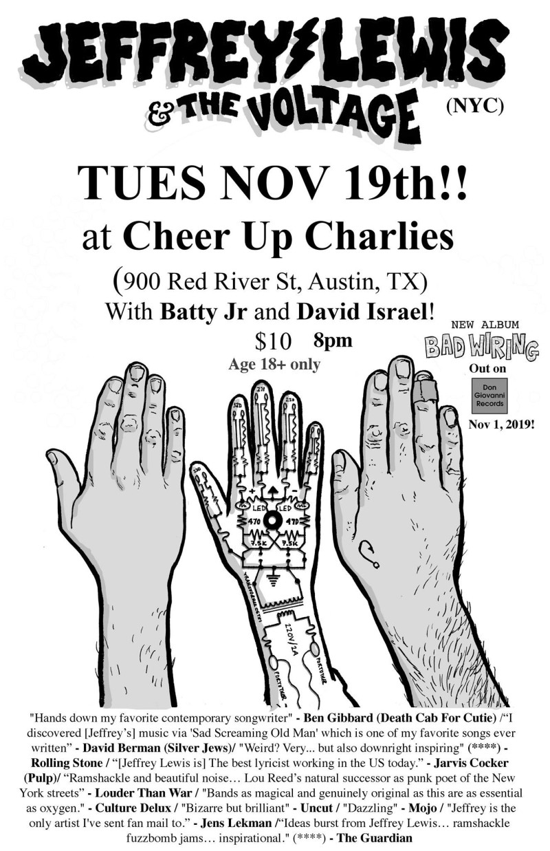 Jeffrey Lewis & The Voltage w/ Batty Jr., David Israel in Austin at