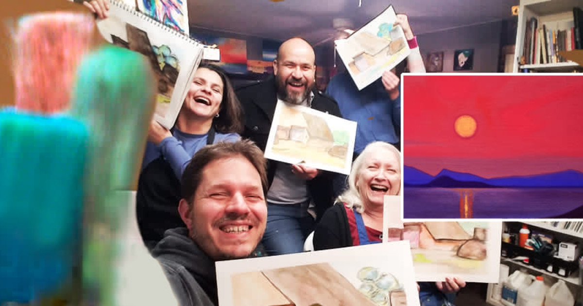 Friday night painting Vino al Arte inspired by Nicholas Roerich