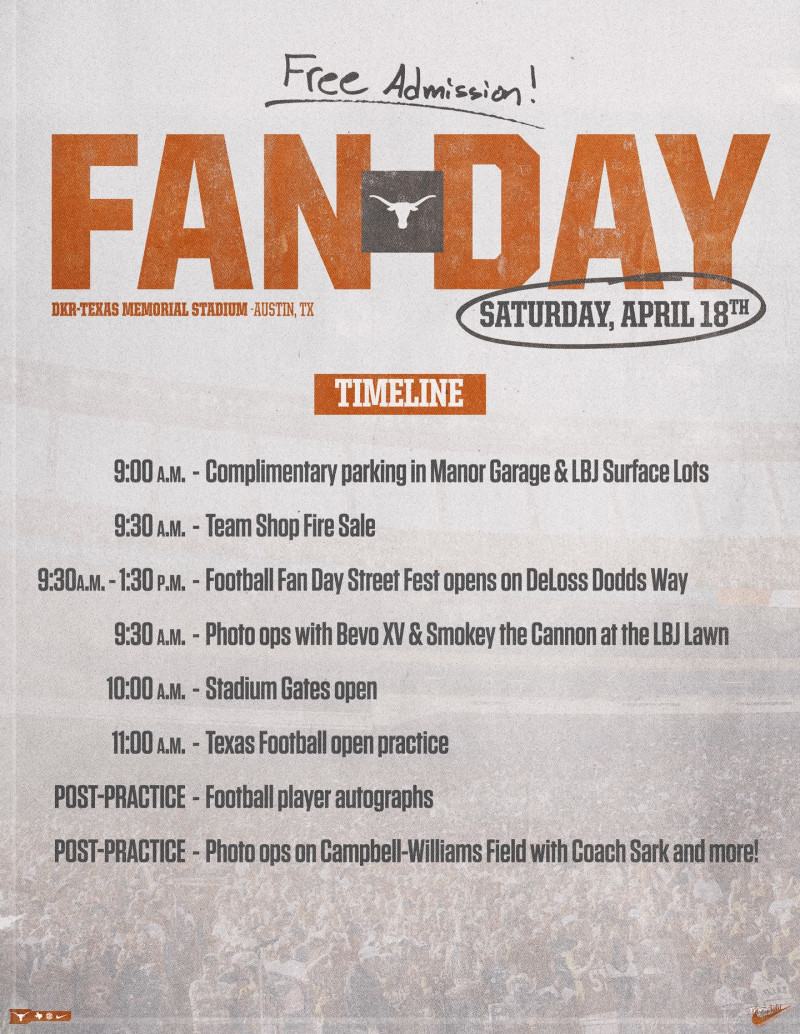 Texas Longhorns Football Fan Day in Austin at Darrell K Royal