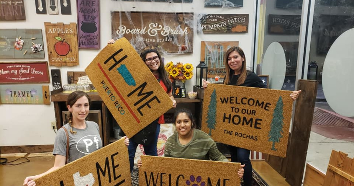 DIY DOORMAT WORKSHOP in Cedar Park at Board & Brush Creative