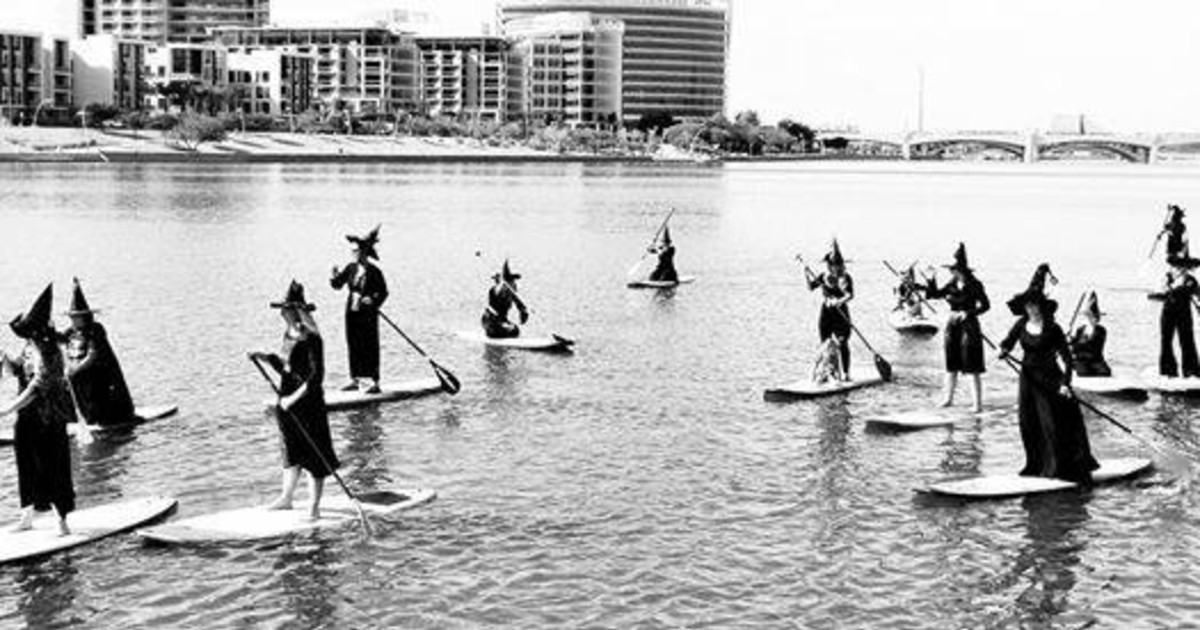 Halloween Witches Paddle Board in Austin at Lady Bird Lake