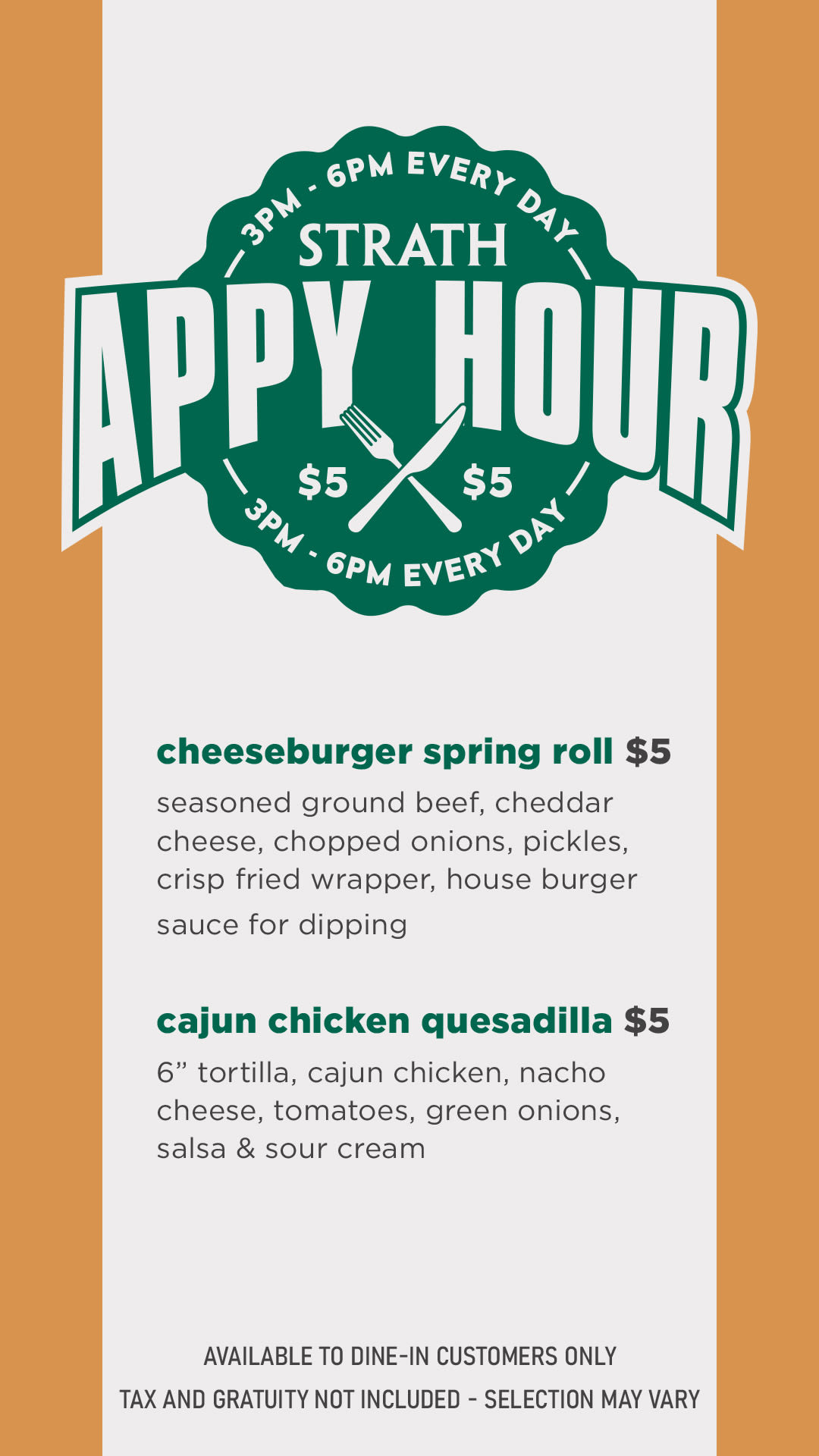 $3 Drink Menu at The Strath! in Victoria at The Sticky Wicket