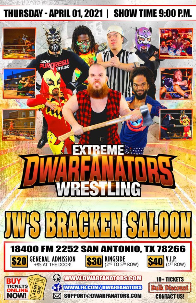 Extreme Dwarfanators Wrestling in San Antonio at JW's Bracken