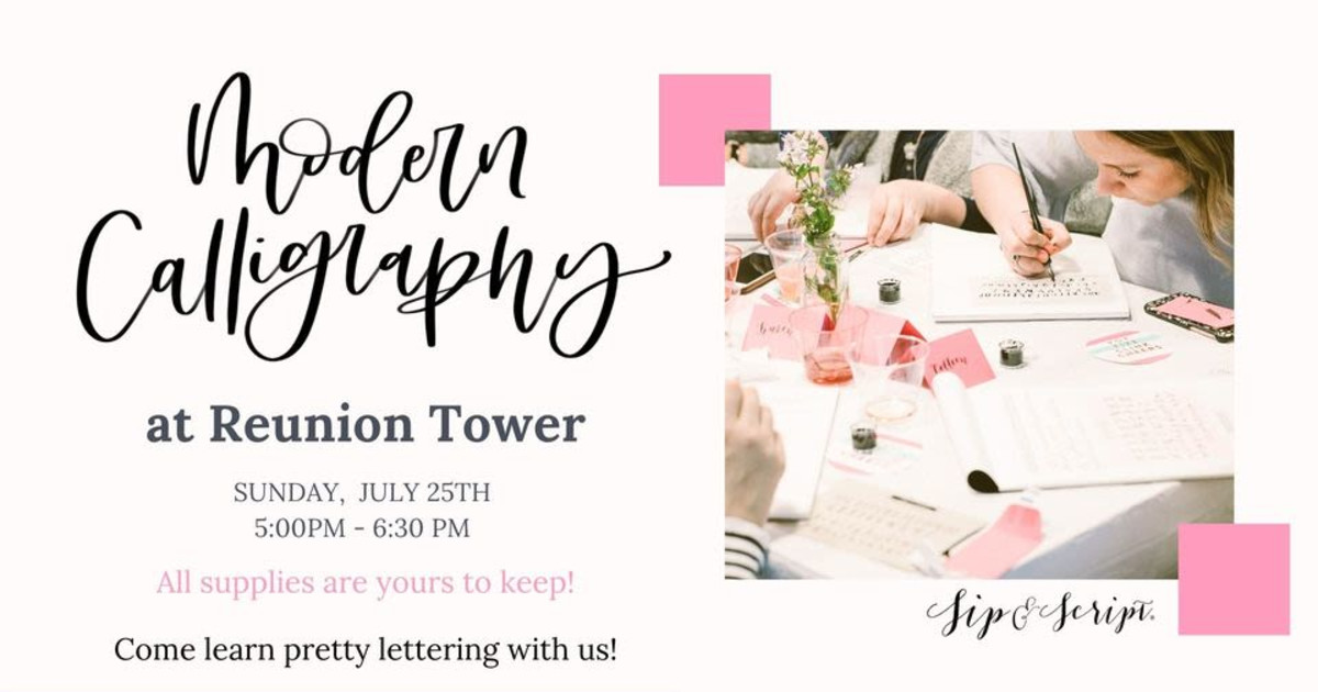 Modern Calligraphy with a View in Dallas at Reunion Tower