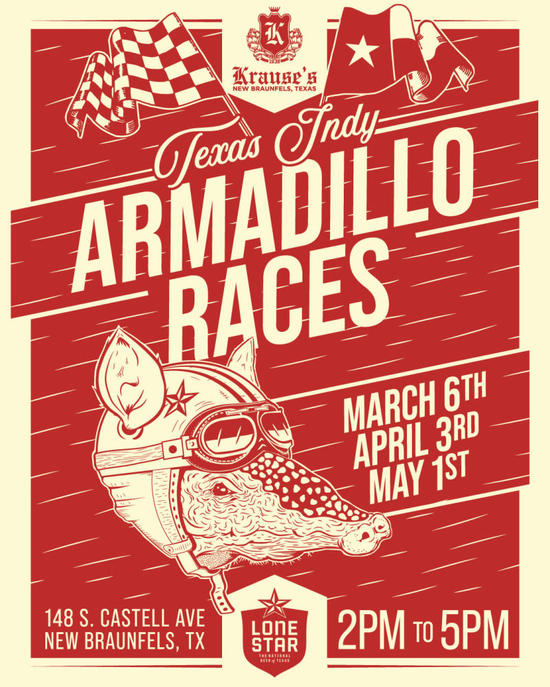 Armadillo Races in New Braunfels at Krause's Cafe & Biergarten